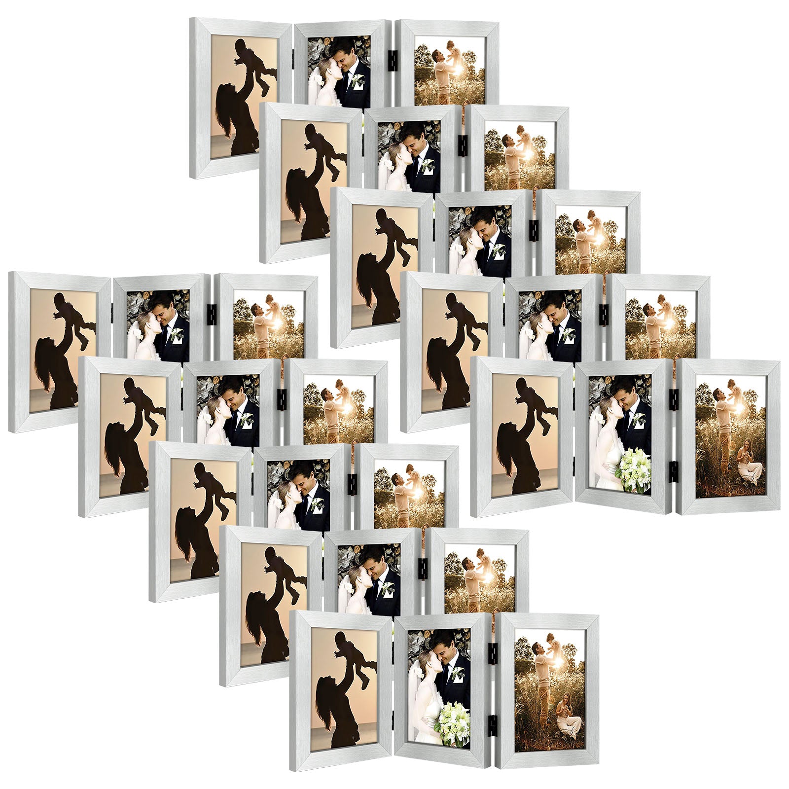 Mat Board Center, 3-Opening 5x7 Desktop Picture Frame-Collage Display