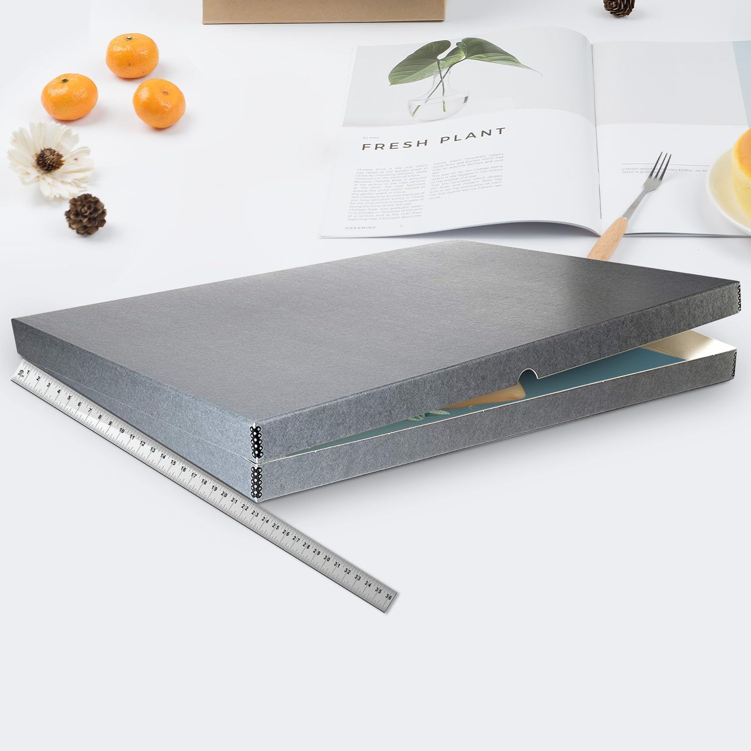 Lineco Grey Clamshell Folio Storage Box 1.75 Inches with Clamshell Des ...