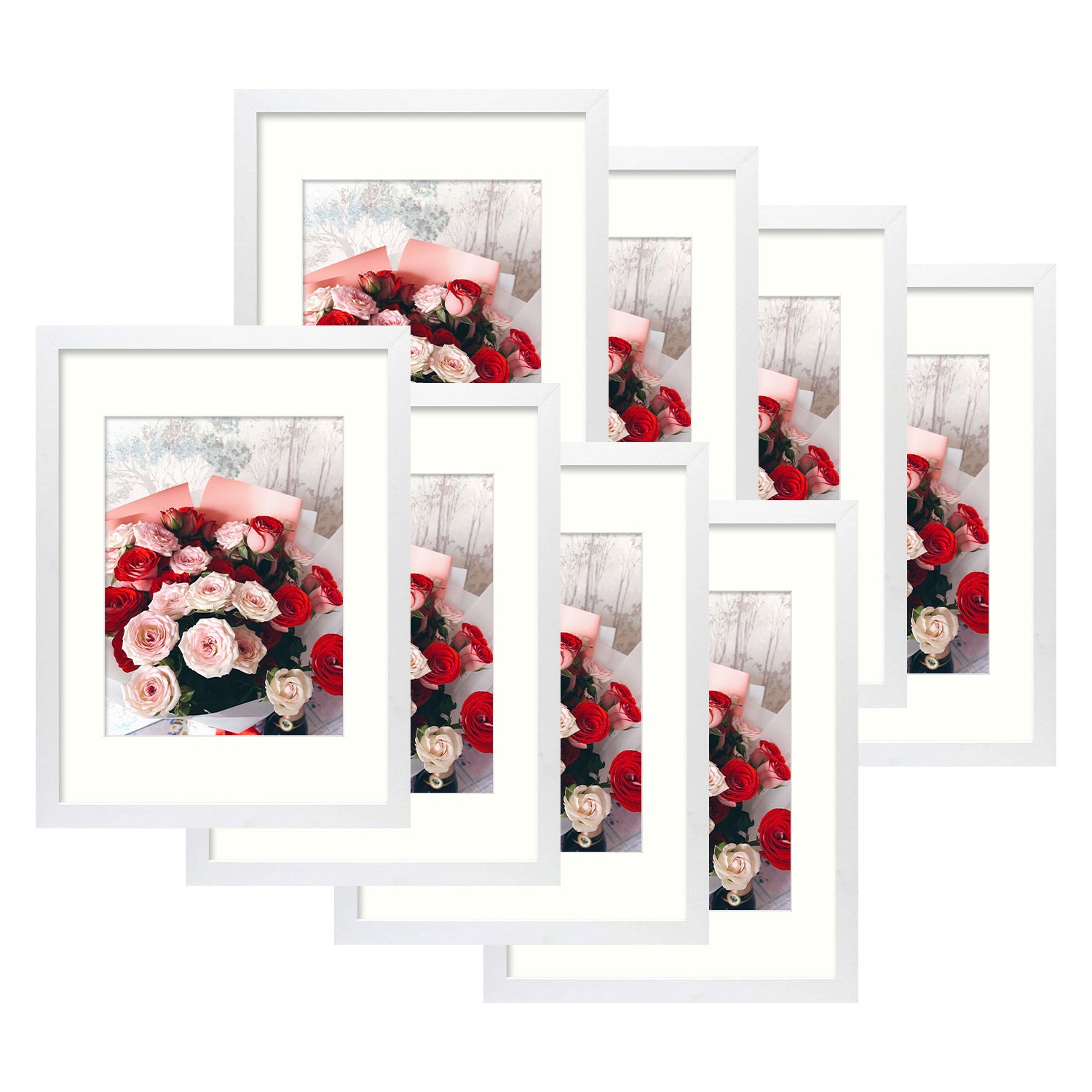 Clearance 12x16 Wood Frame for 8.5x11 Picture with Ivory Mat (8 Pcs pe ...