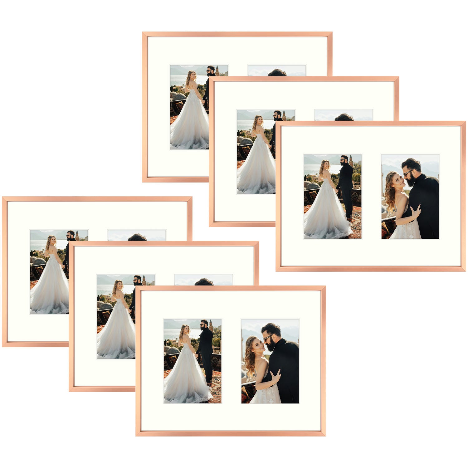 11x14 Aluminum Collage Picture Frame for Two 5x7 Photos (6 Pcs per Box ...