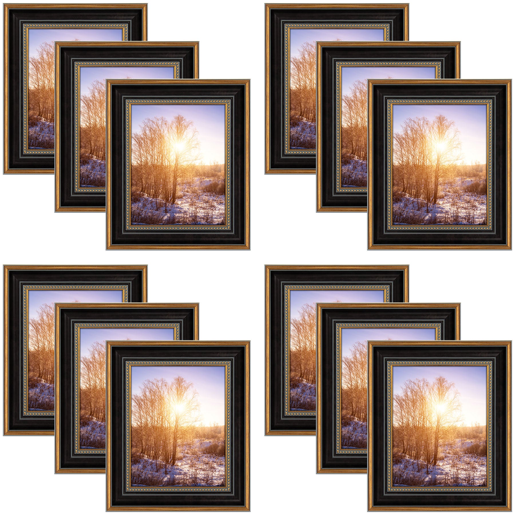 8x10 Ornate Picture Frame Black and Ornate Gold Color (12 Pcs per Box ...