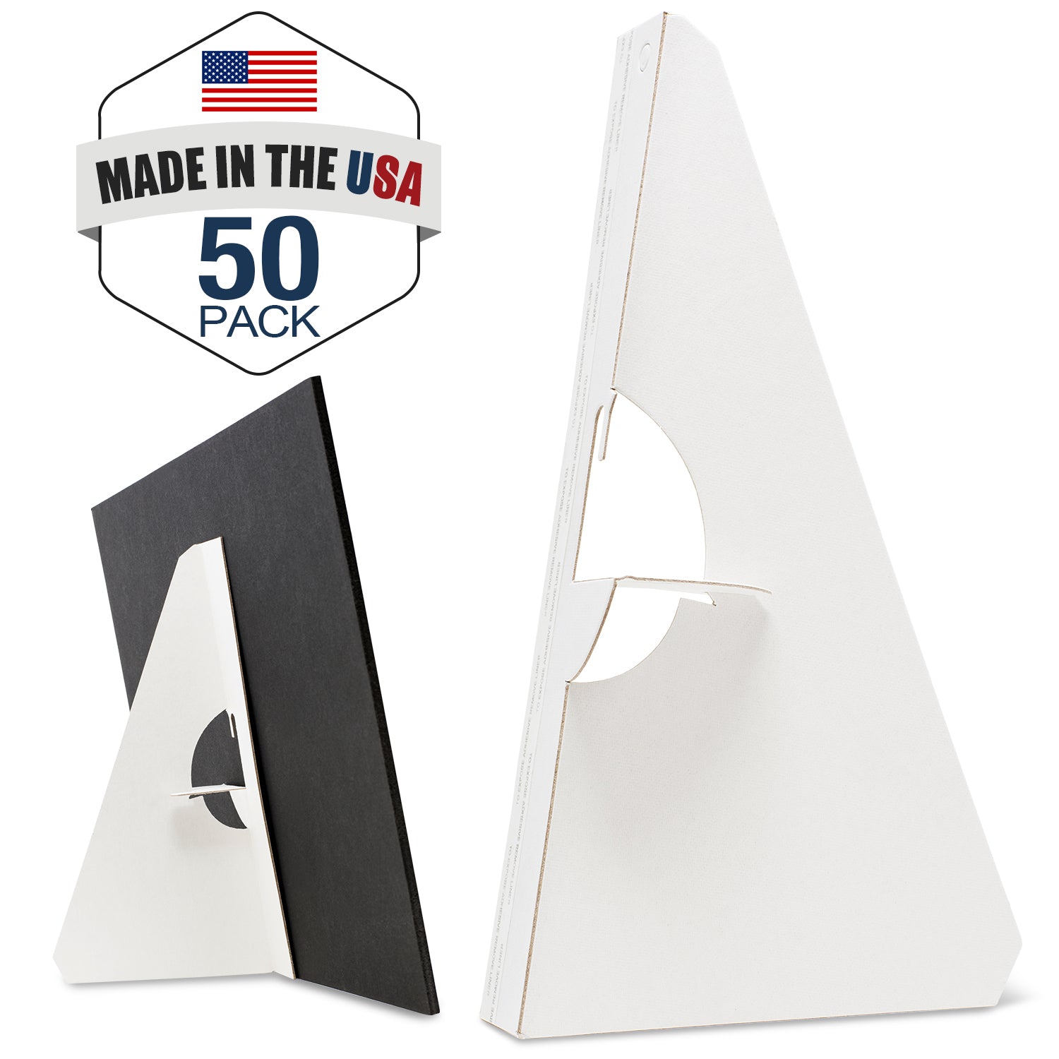 Single Wing White Self-Stick Easel Back, Pack of 50.– Mat Board Center