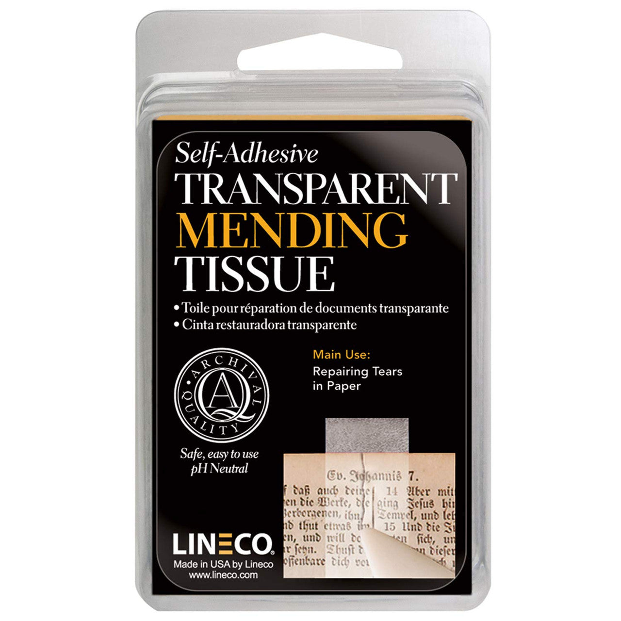 Lineco Transparent Mending Tape,Self Adhesive, Used for Mending Docume ...
