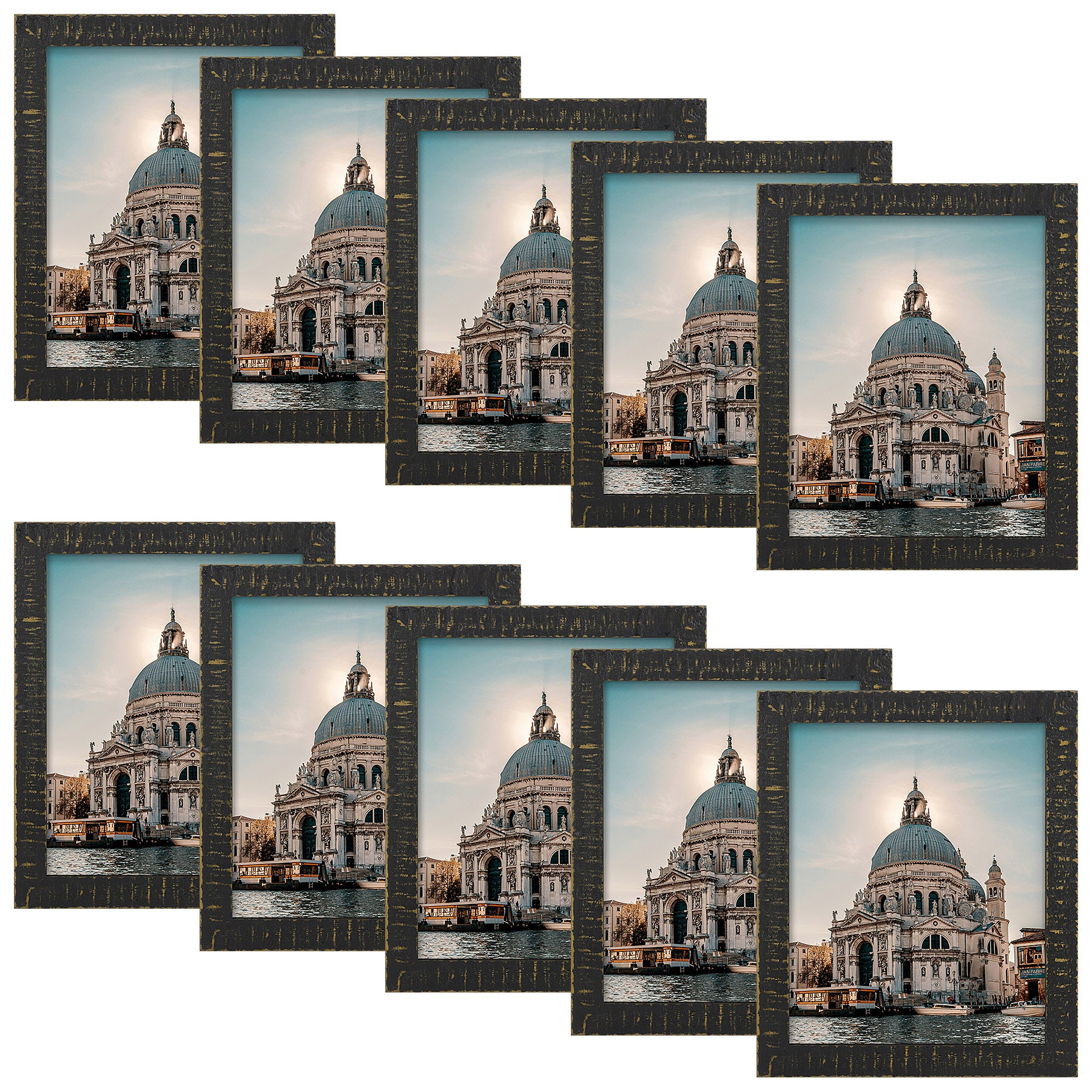 11x14 Rustic Black Picture Frame-Solid Wood Farmhouse Style | Mat Board ...