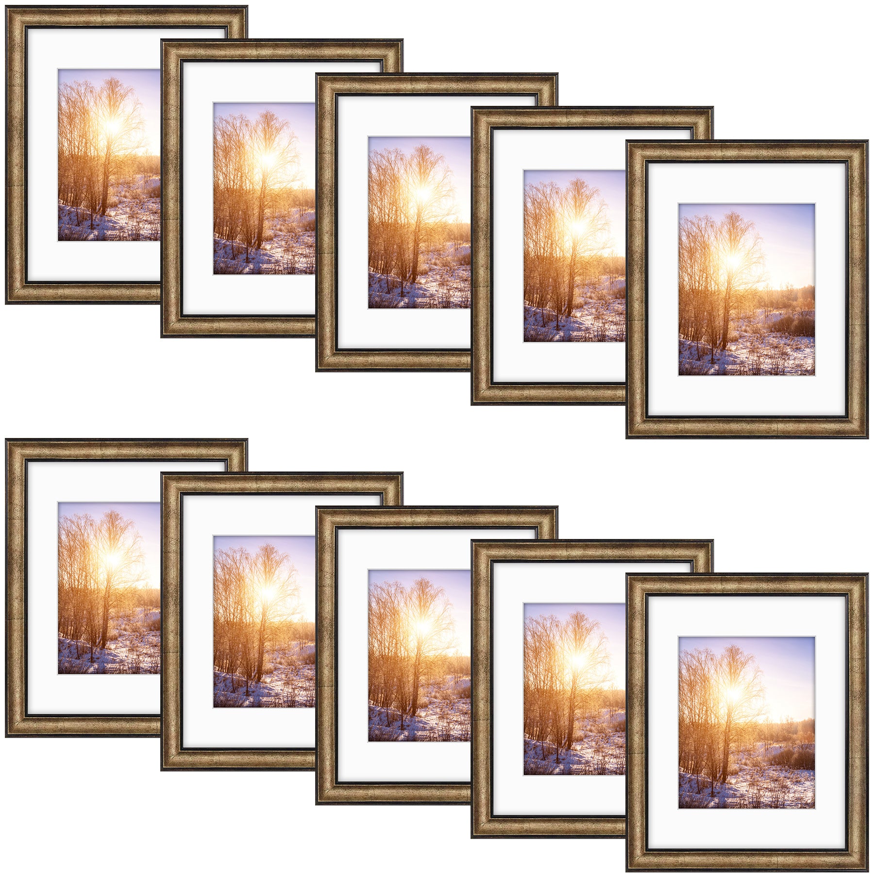 11x14 Picture Frame for 8x10 Photo Dark Brown Color (10 Pcs per Box ...
