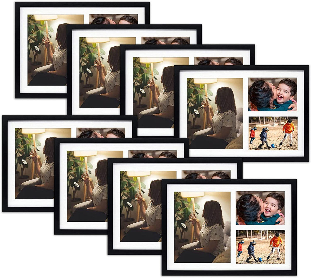 12X17 Wood Frames, Collage Picture Frames with Mat For One 8x10 and Tw ...